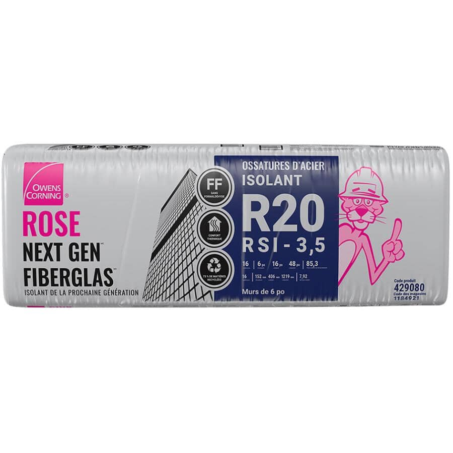 OWENS CORNING R20 x 16" Steel Stud Pink Insulation, covers 85.3 sq. ft ...