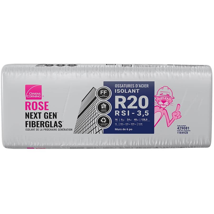 OWENS CORNING R20 x 24" Steel Stud Pink Insulation, covers 128 sq. ft ...
