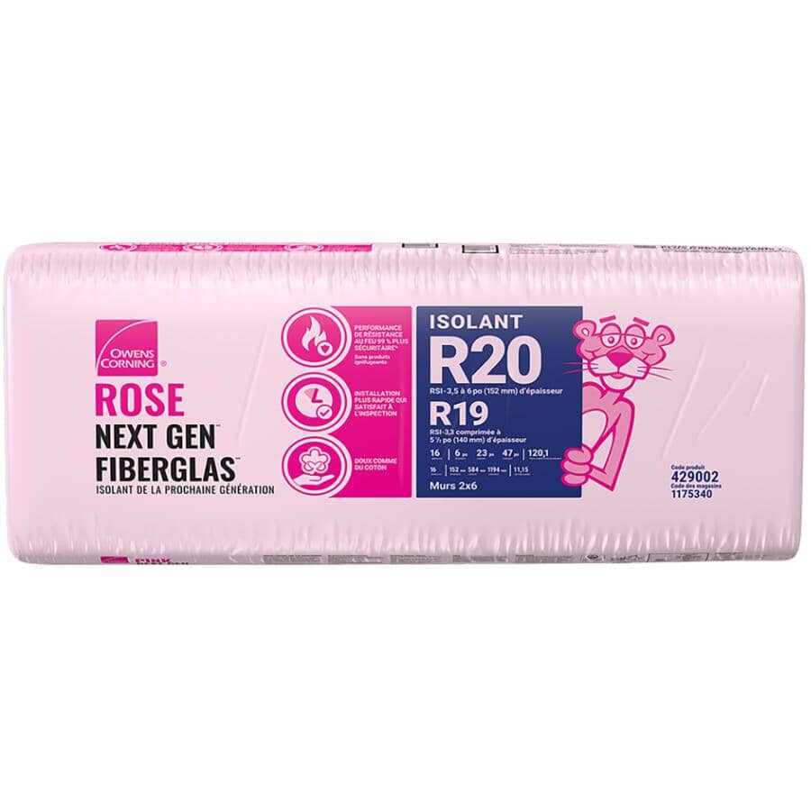 Isolant en fibre de verre R20x23 po, natte thermique Owens Corning, couvre 120,1 pieds carrés ...