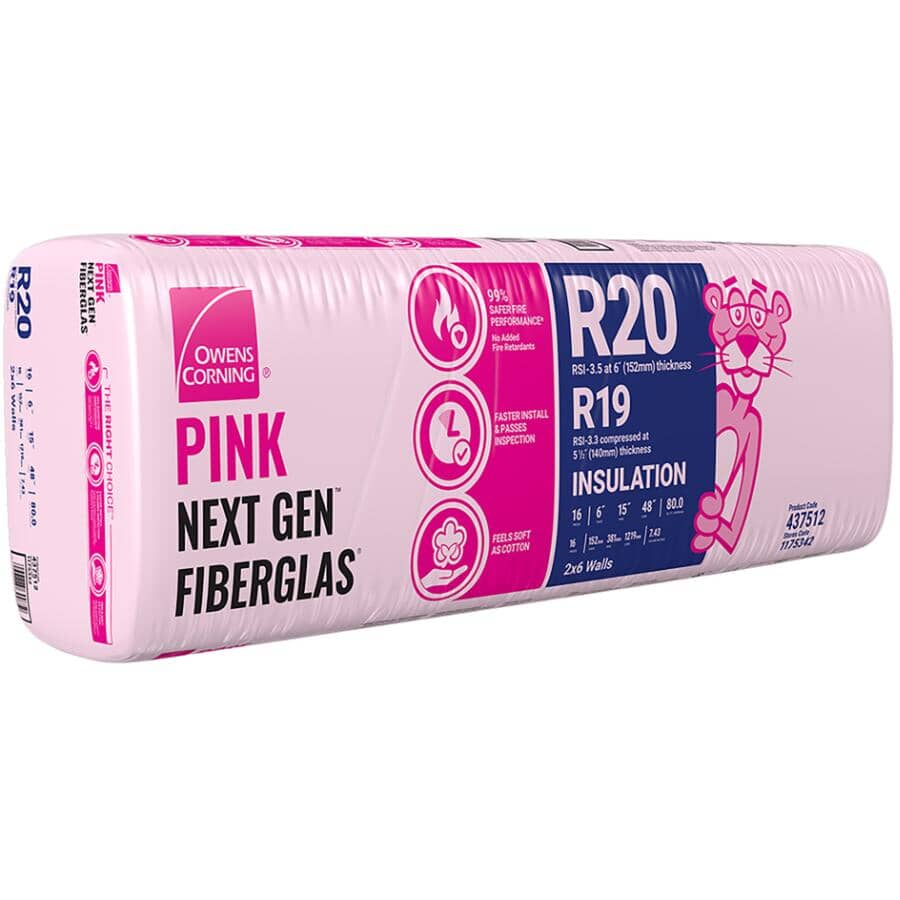 OWENS CORNING R20 x 15" Pink Insulation, covers 80 sq. ft. | Home Hardware