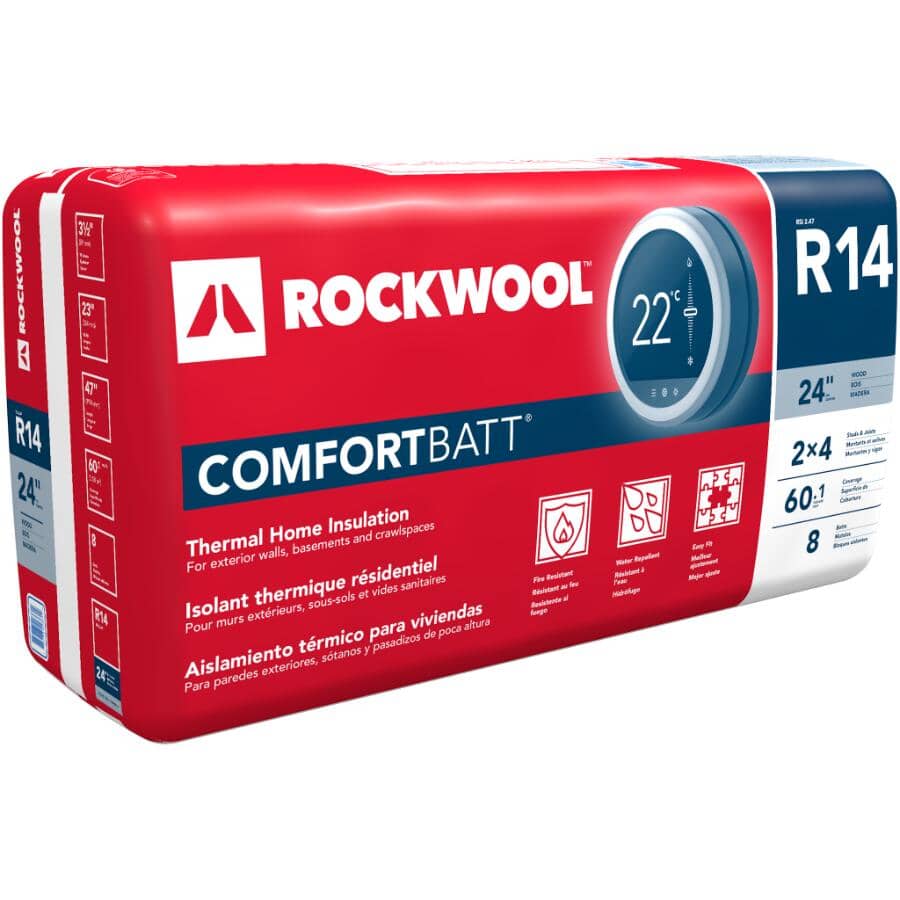 ROCKWOOL R14 x 23" Comfortbatt Wood Stud Insulation, covers 60.1 sq. ft ...