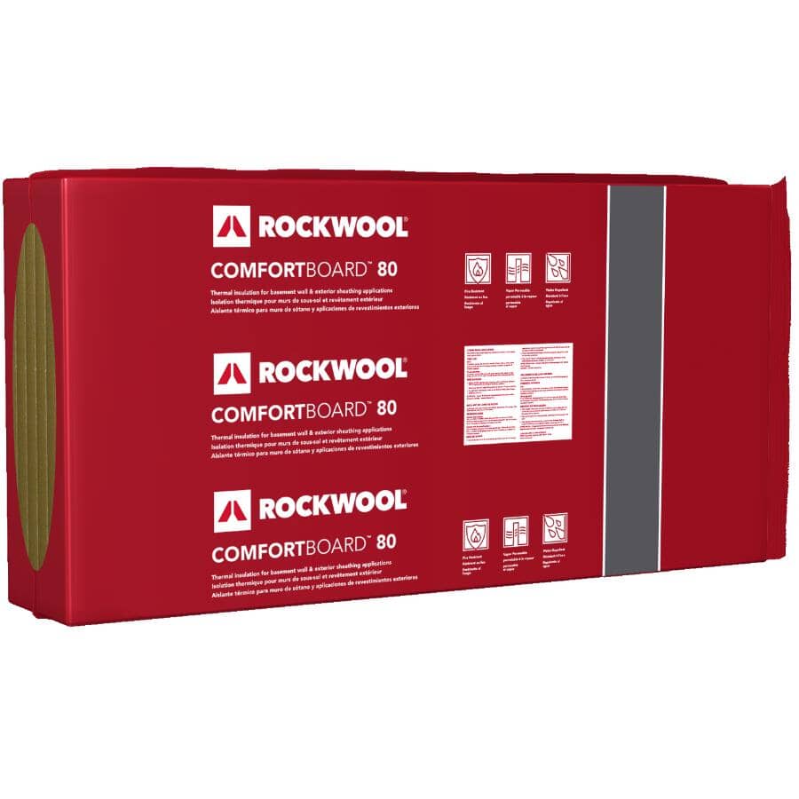 ROCKWOOL 3" x 24" x 48" R12 Comfortboard 80 Insulated Sheathing ...