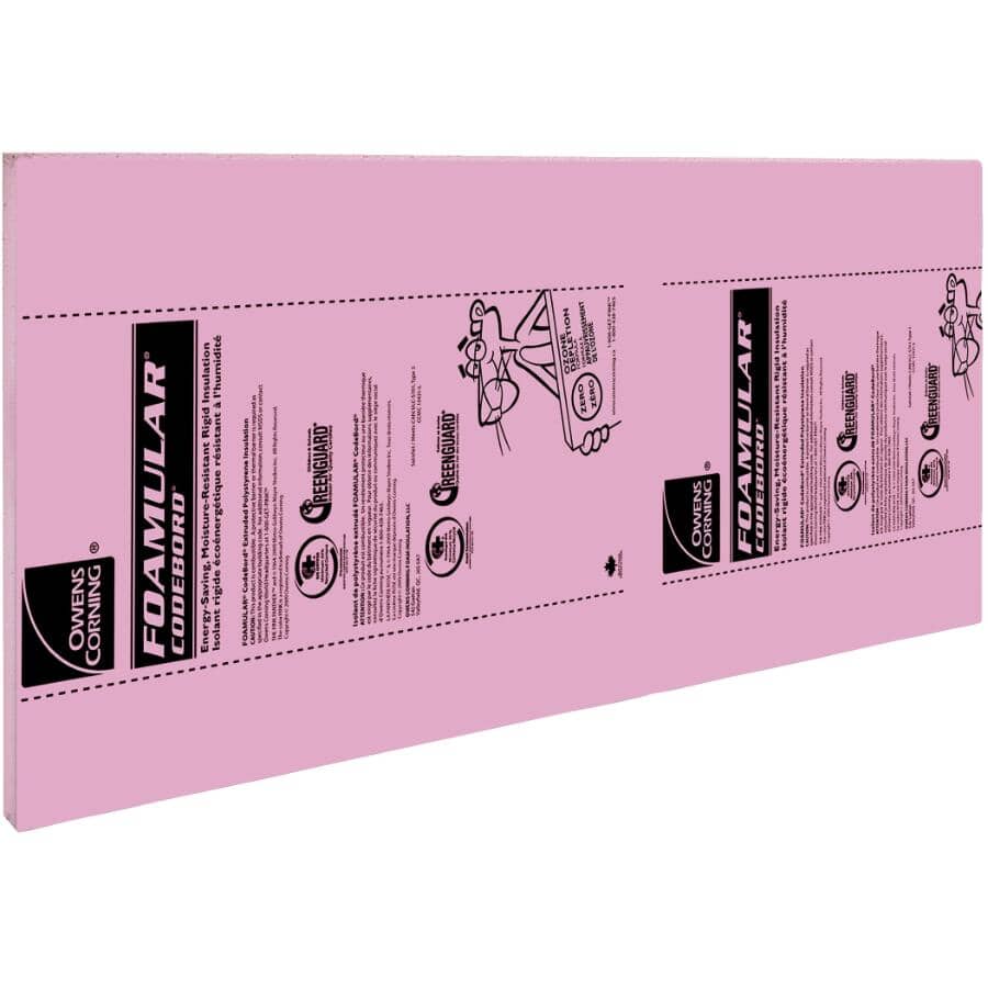 OWENS CORNING 1.5" x 2' x 8' Shiplap Joint Foamular Codebord Insulation ...