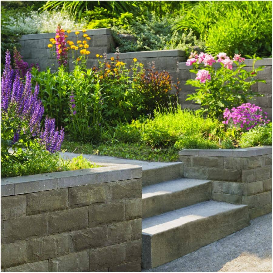 BARKMAN CONCRETE 12" x 18" x 4" Charcoal Retaining Wall Coping Stone ...
