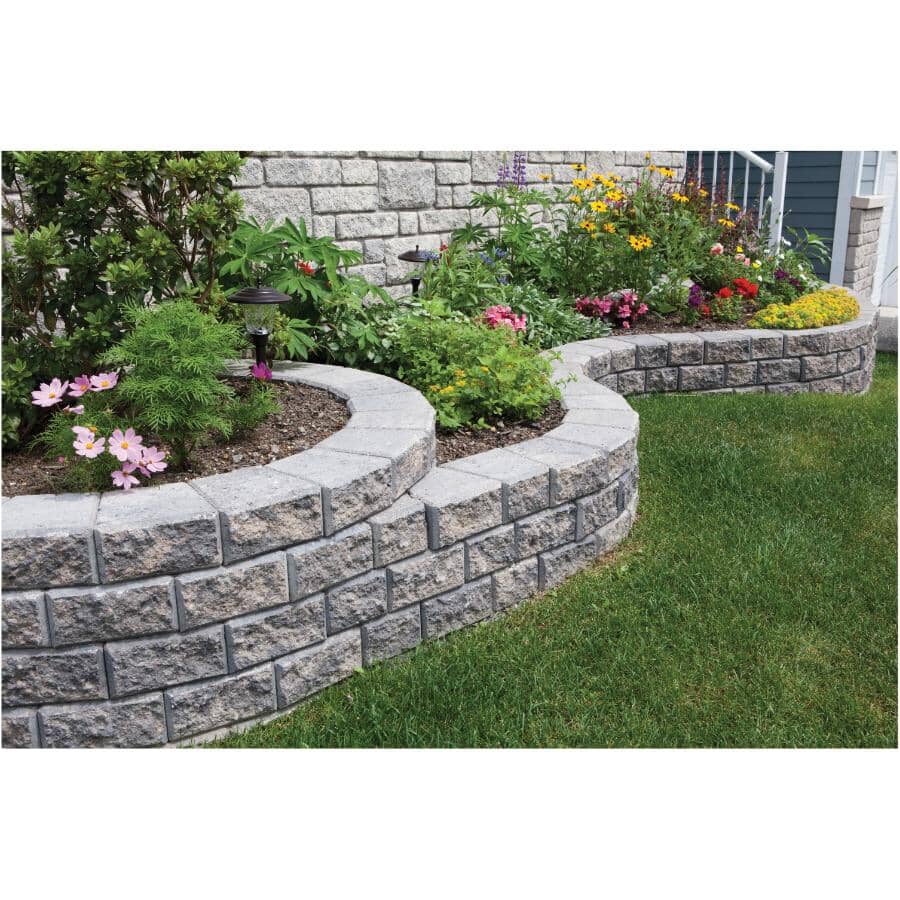 7" x 4" x 8" Stackstone Grey Blend Standard Retaining Wall Stone | Home ...