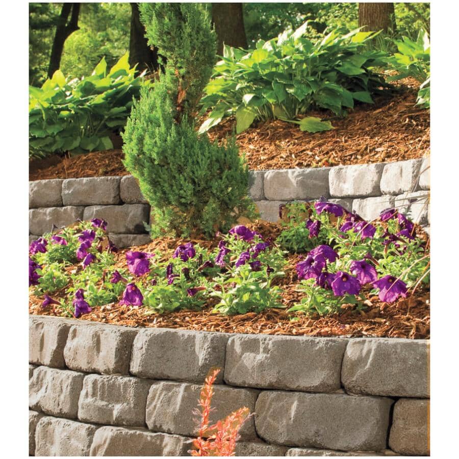 PERMACON 4" x 7" x 11-1/2" Beltis Grey and Charcoal Retaining Wall ...