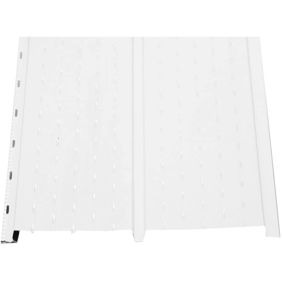 KAYCAN 10" x 12' White Greyback 2 Panel Vented Vinyl Soffit | Home Hardware