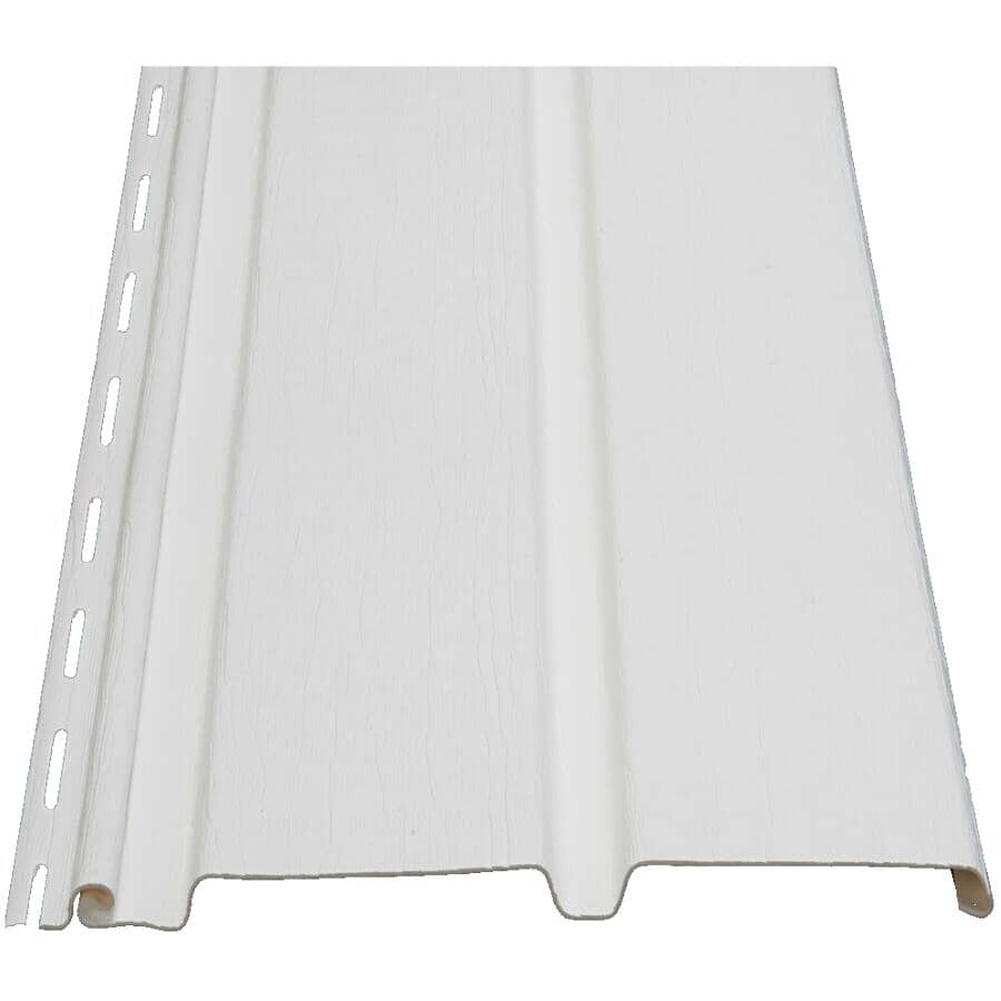 KAYCAN 10" x 12' White Greyback 2 Panel Solid Vinyl Soffit | Home Hardware