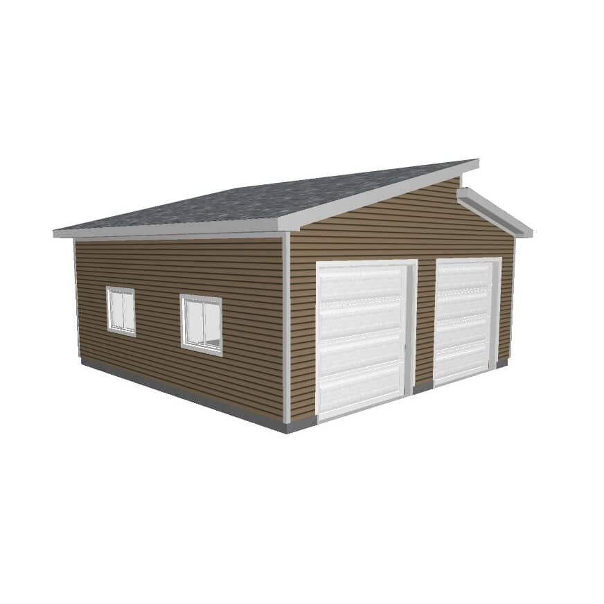 PROJECT PACKAGES 26' x 26' x 10' 2 Car 2 Door Garage Package with Dual ...