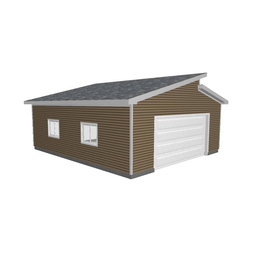 PROJECT PACKAGES 26' x 30' x 8' 2 Car 1 Door Garage Package with Dual ...