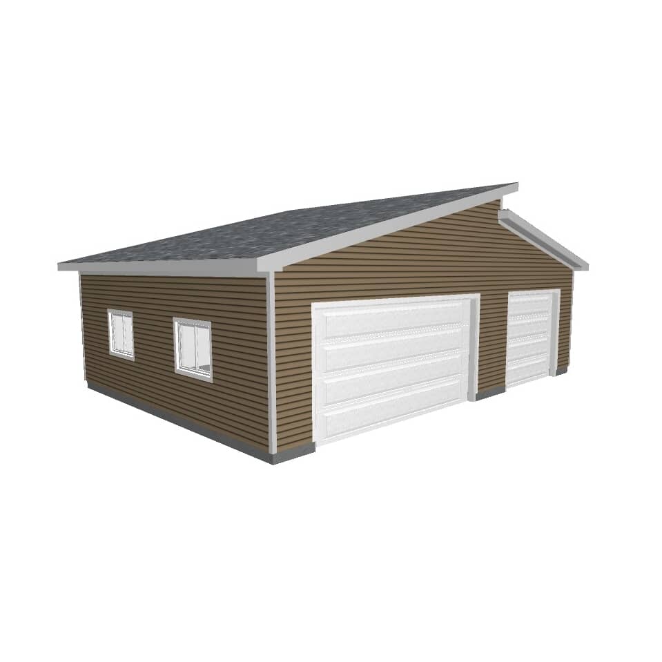 PROJECT PACKAGES 36' x 26' x 9' 3 Car 2 Door Garage Package with Dual ...