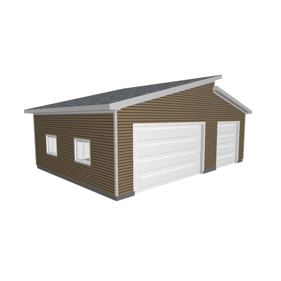 PROJECT PACKAGES 36' x 26' x 10' 3 Car 2 Door Garage Package with Dual ...