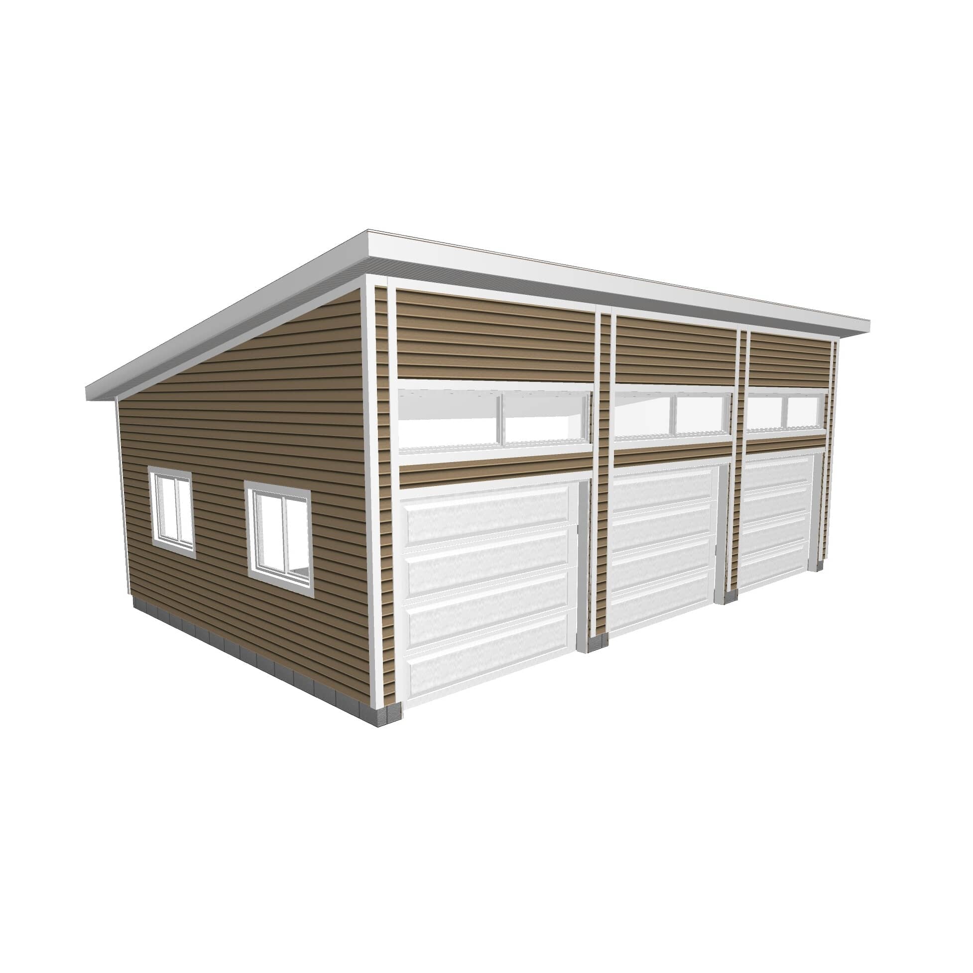 PROJECT PACKAGES 32' x 20' x 8' 3 Car 3 Door Garage Package with Mono ...