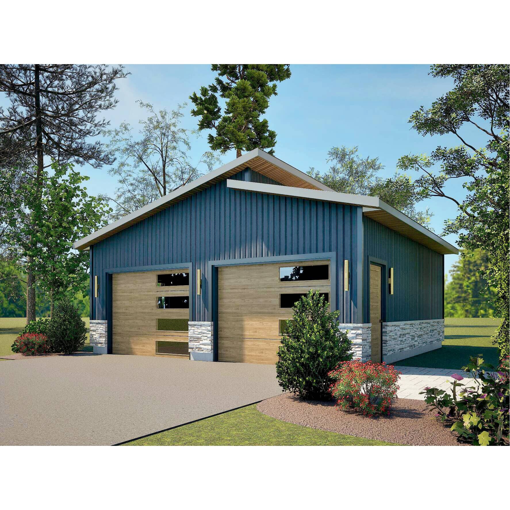 PROJECT PACKAGES 24' x 24' 2 Car Garage Package with Dual Mono Slope ...