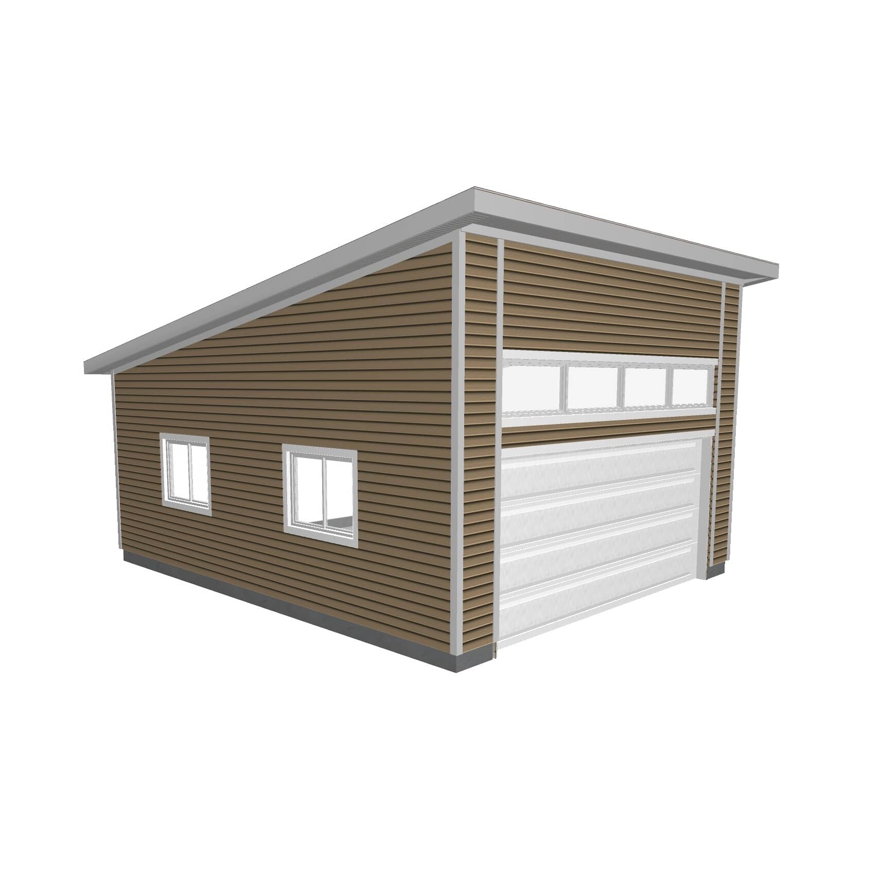 PROJECT PACKAGES 20' x 24' 2 Car Garage Package with Mono Slope Roof ...