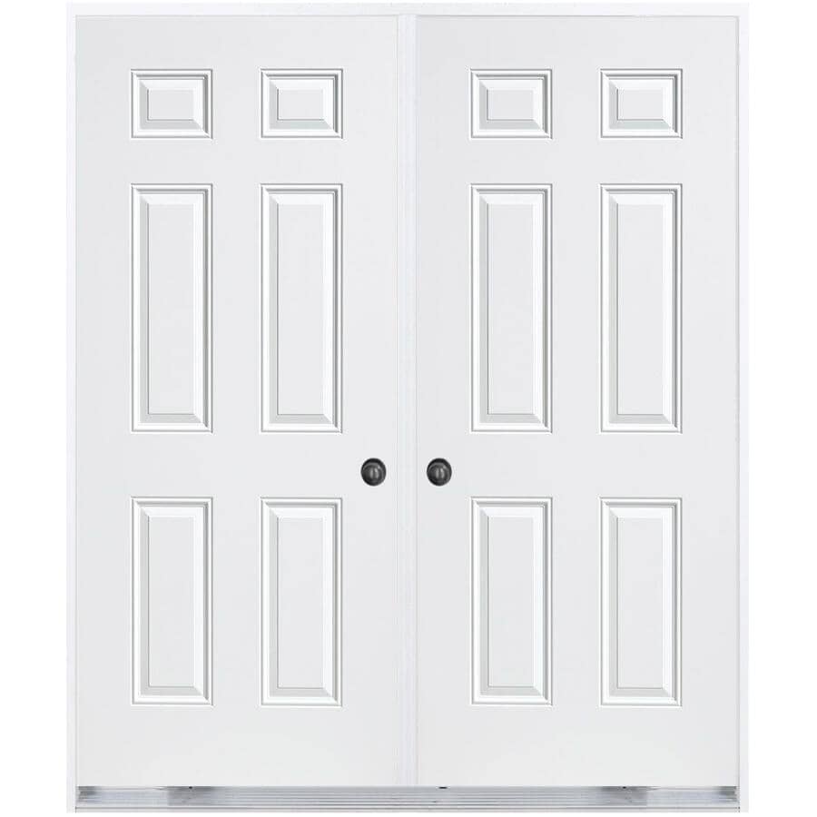 Porte double en acier de 30 pox82 po à 6 panneaux pour remise à ...