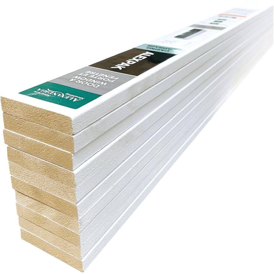 ALEXANDRIA MOULDING 1/2" x 2-1/2" x 7' Eased 2 Edges MDF Primed Casing ...