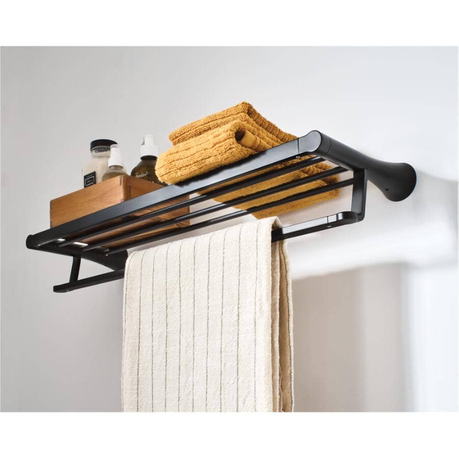 MOEN 26" Mikah Hotel Style Towel Bar with Shelf | Home Hardware