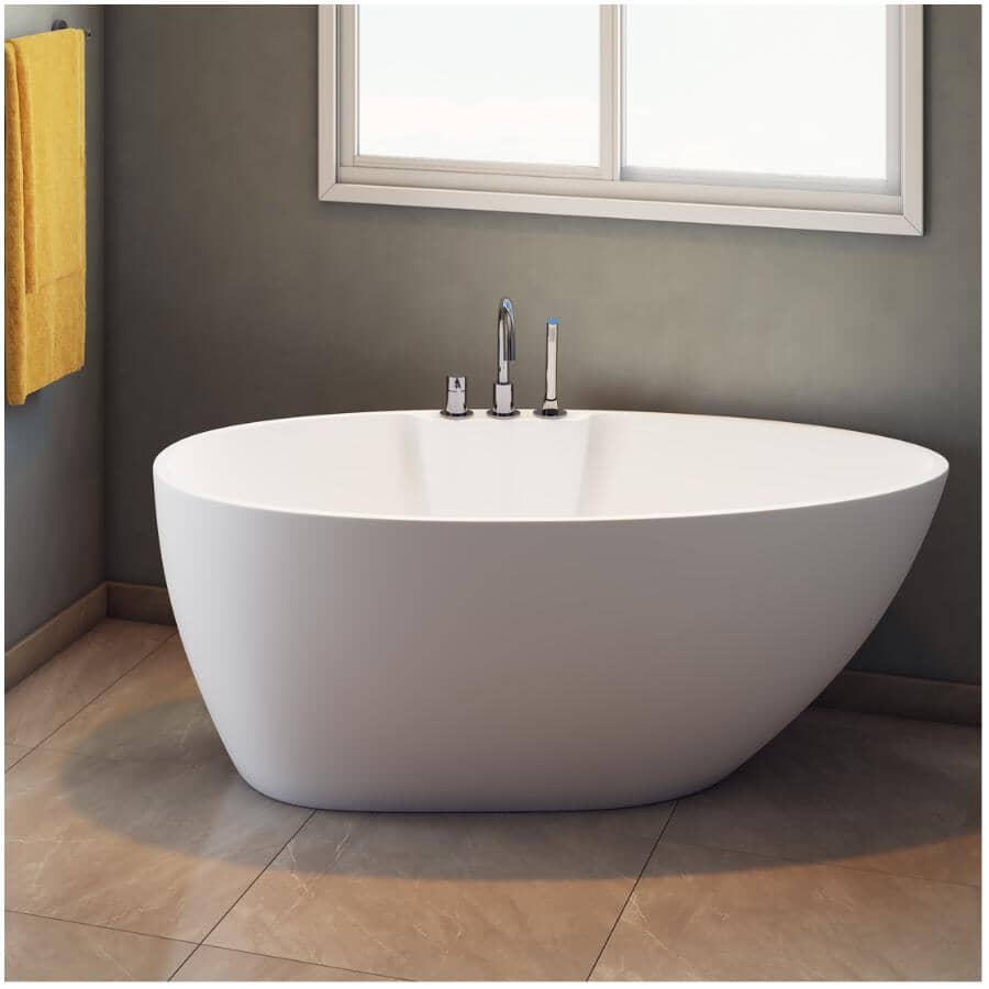 A&E BATH AND SHOWER 56" x 30" Flora Retrofit Freestanding Acrylic Tub ...