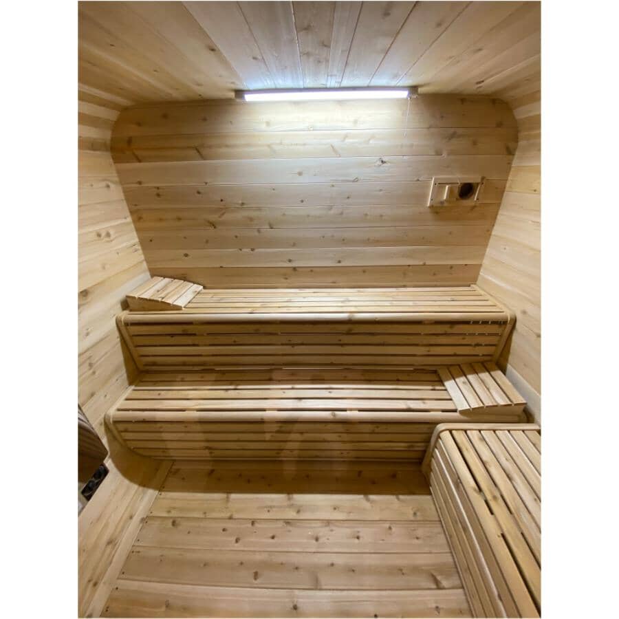 SAWMILL STRUCTURES BoxSauna™ Outdoor Electric Sauna with 1' Covered ...