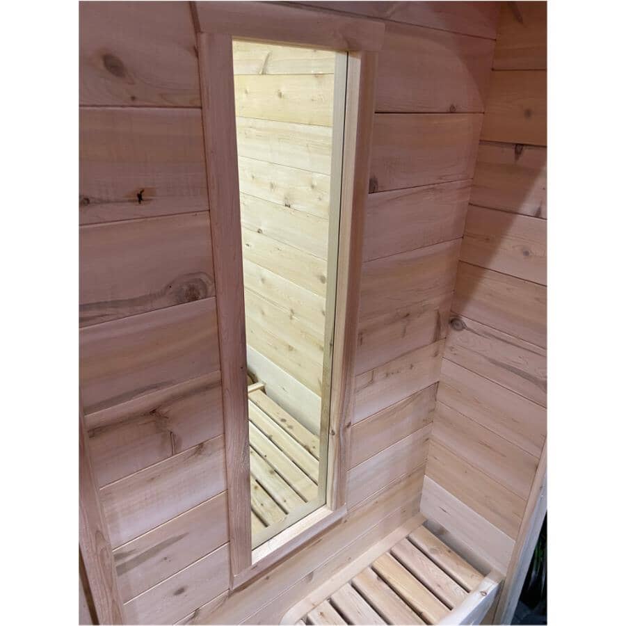 SAWMILL STRUCTURES BoxSauna™ Wood Burning Sauna with 1' Covered Porch ...