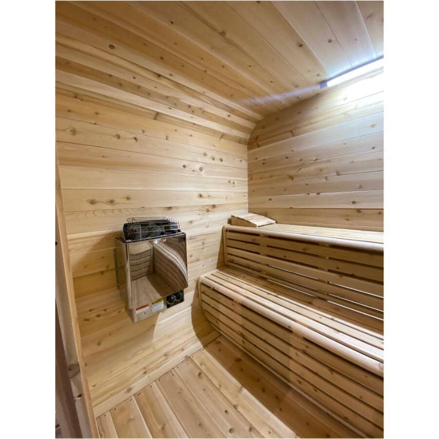 SAWMILL STRUCTURES BoxSauna™ Outdoor Electric Sauna with 2' Covered ...