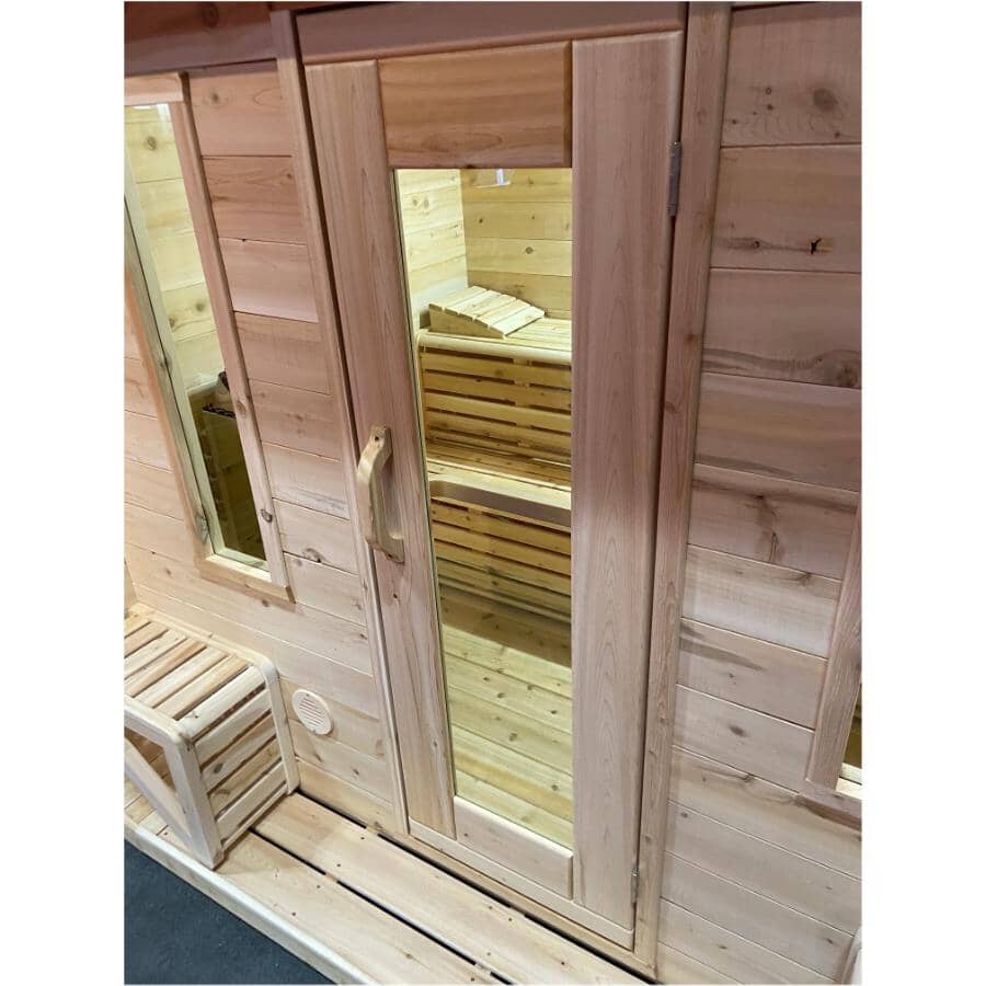 SAWMILL STRUCTURES BoxSauna™ Outdoor Electric Sauna with 2' Covered ...