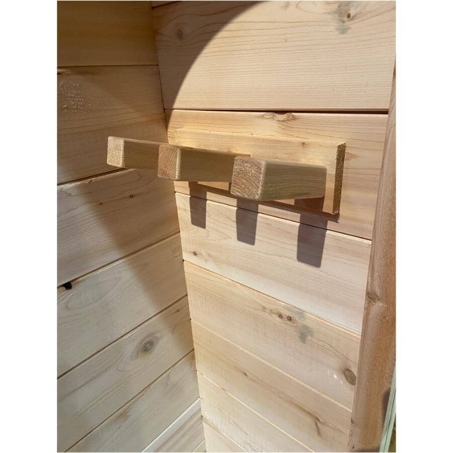 SAWMILL STRUCTURES Box Sauna™ Wood Burning Sauna with 2' Covered Porch ...