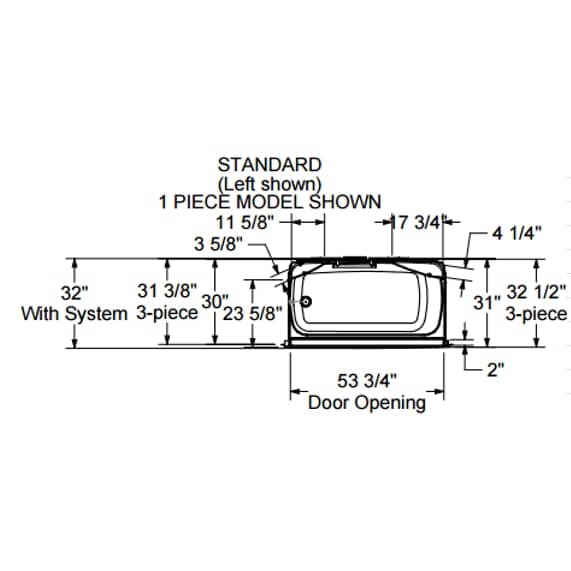 MAAX 60" x 32" Camelia 1 Piece Acrylic Tub Shower | Home Hardware