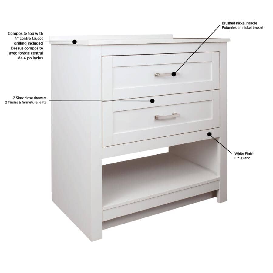 FOREMOST 31" W x 19" D Laine Vanity with Composite Top | Home Hardware