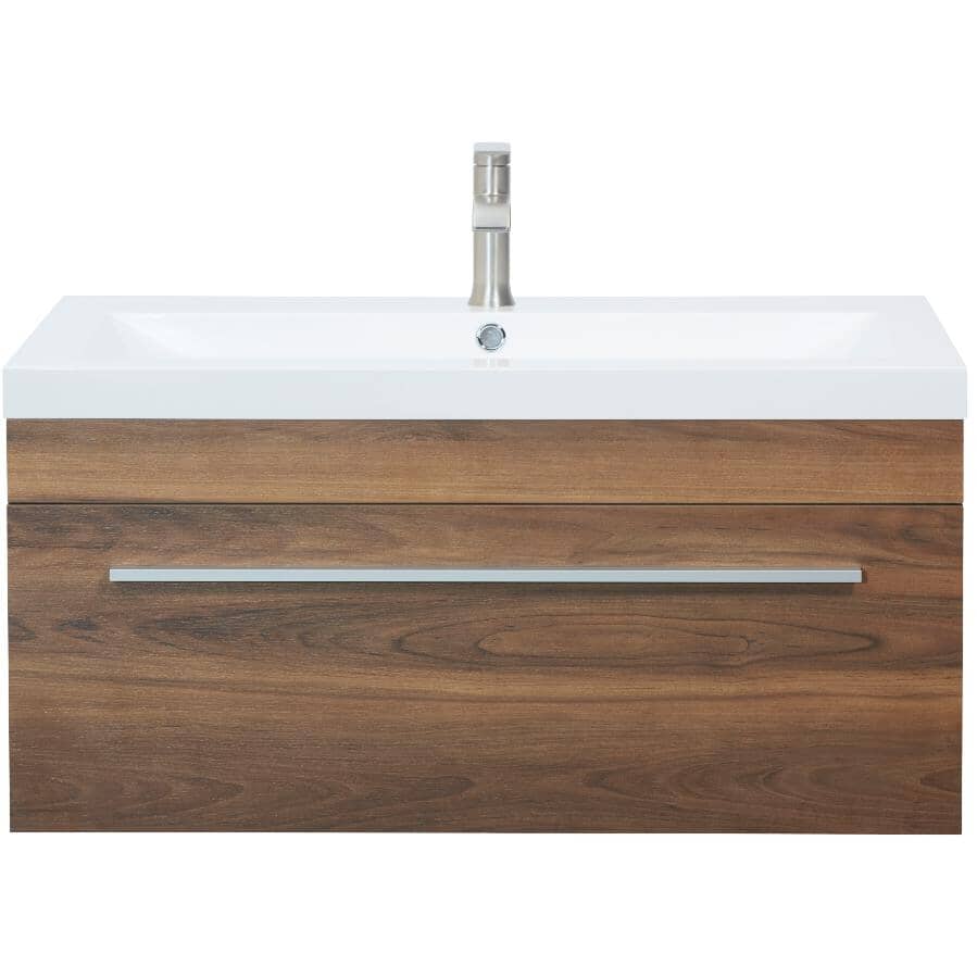 LUXO MARBRE 36" x 19" Relax Wall Hung Vanity - Chestnut | Home Hardware