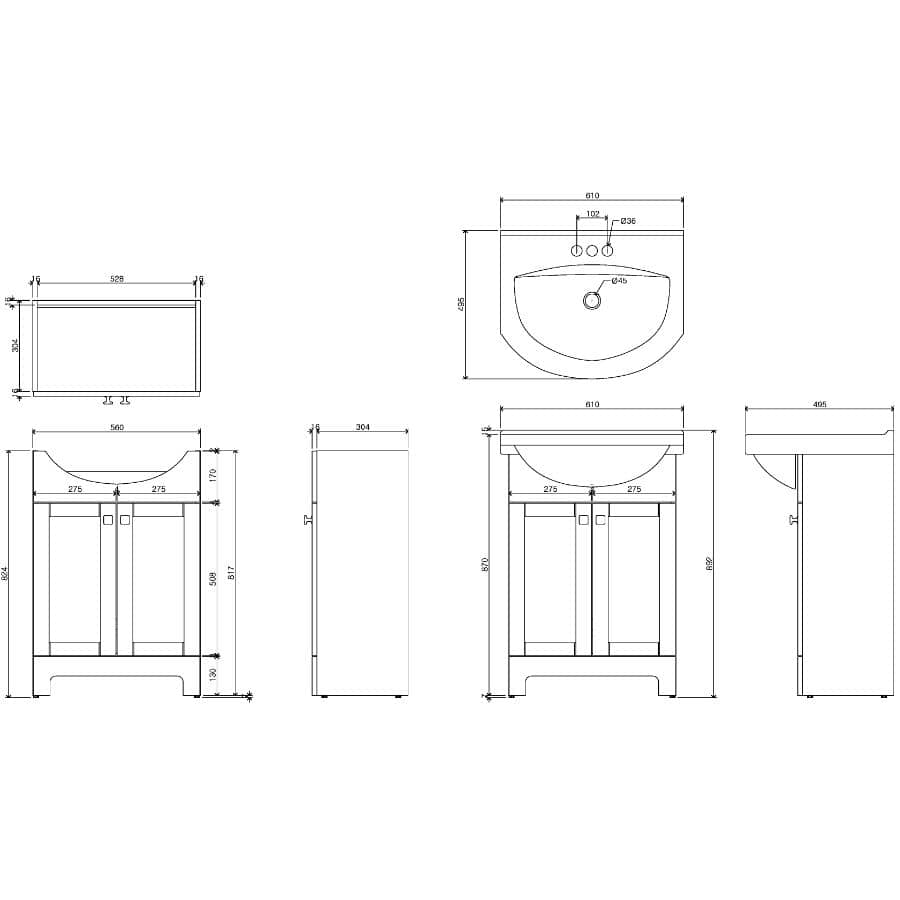 CHELINI 24" W x 19.5" D Clare Vanity with Vitreous China Top | Home ...