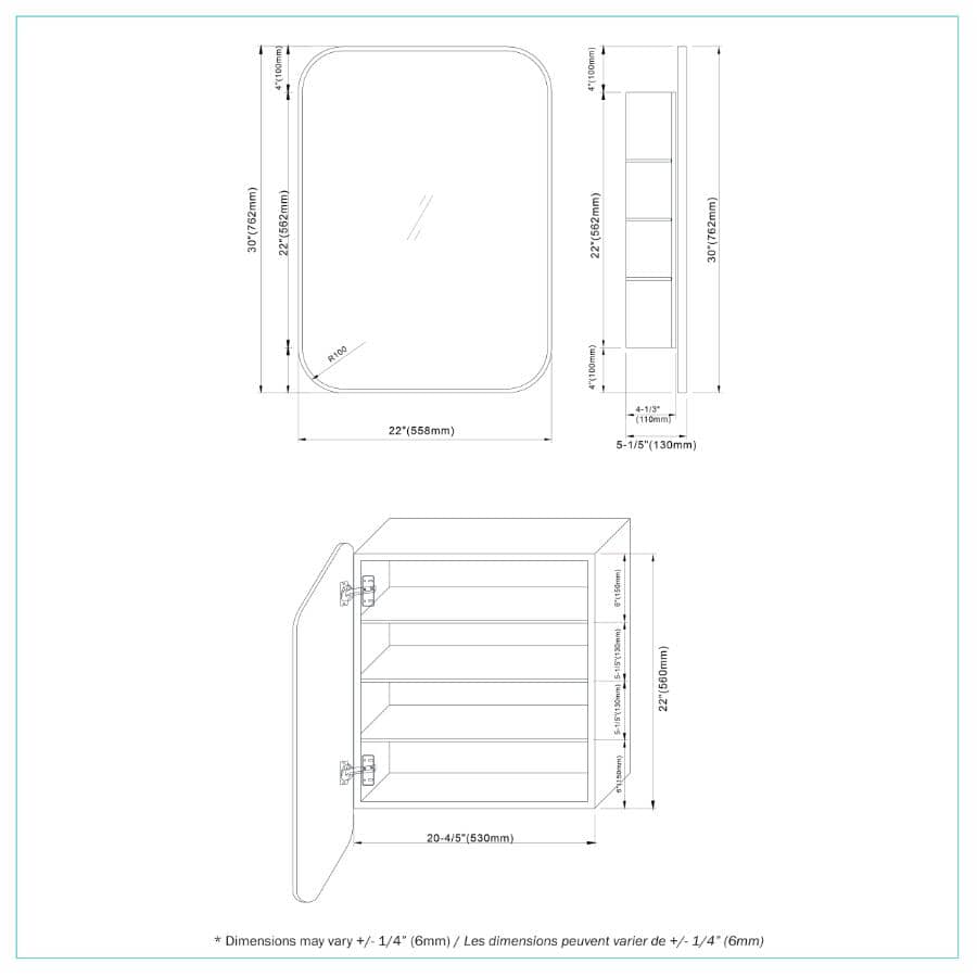 INSTYLE 22" x 30" Genesis Single Door Medicine Cabinet | Home Hardware