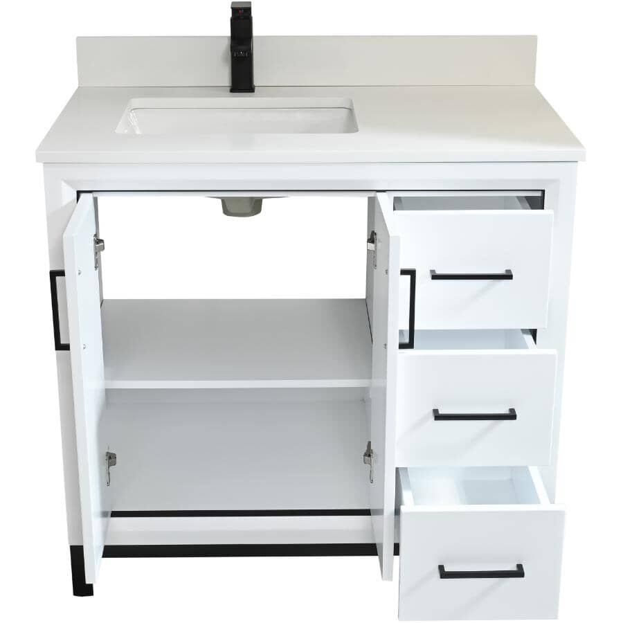 KLAYR 36" W x 22" D Essex Vanity with Quartz Stone Top | Home Hardware