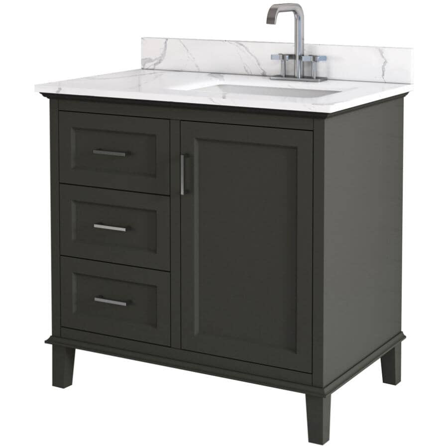 KLAYR 36" W x 22" D Windsor Vanity with Quartz Stone Top | Home Hardware