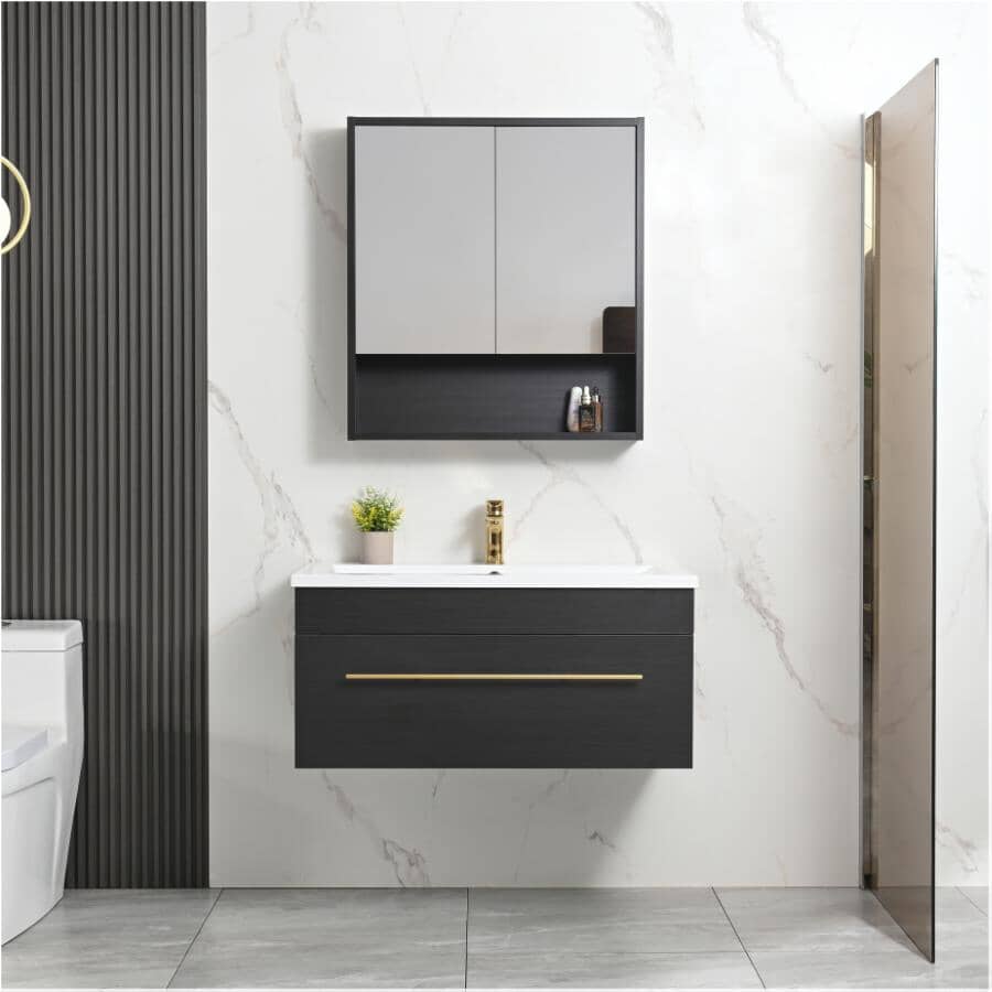 KLAYR 36" W x 19" D Harlow Wall Hung Vanity with Cultured Marble Top ...