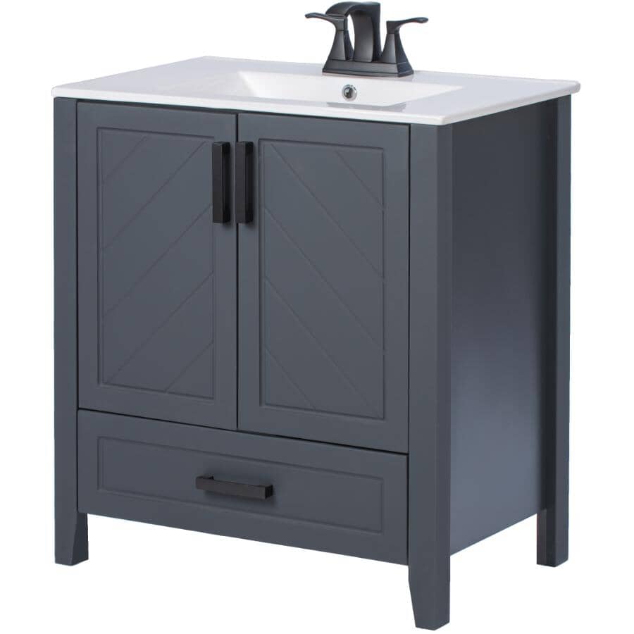 CHELINI 30" W x 18" D Saffron Vanity with Vitreous China Top | Home ...