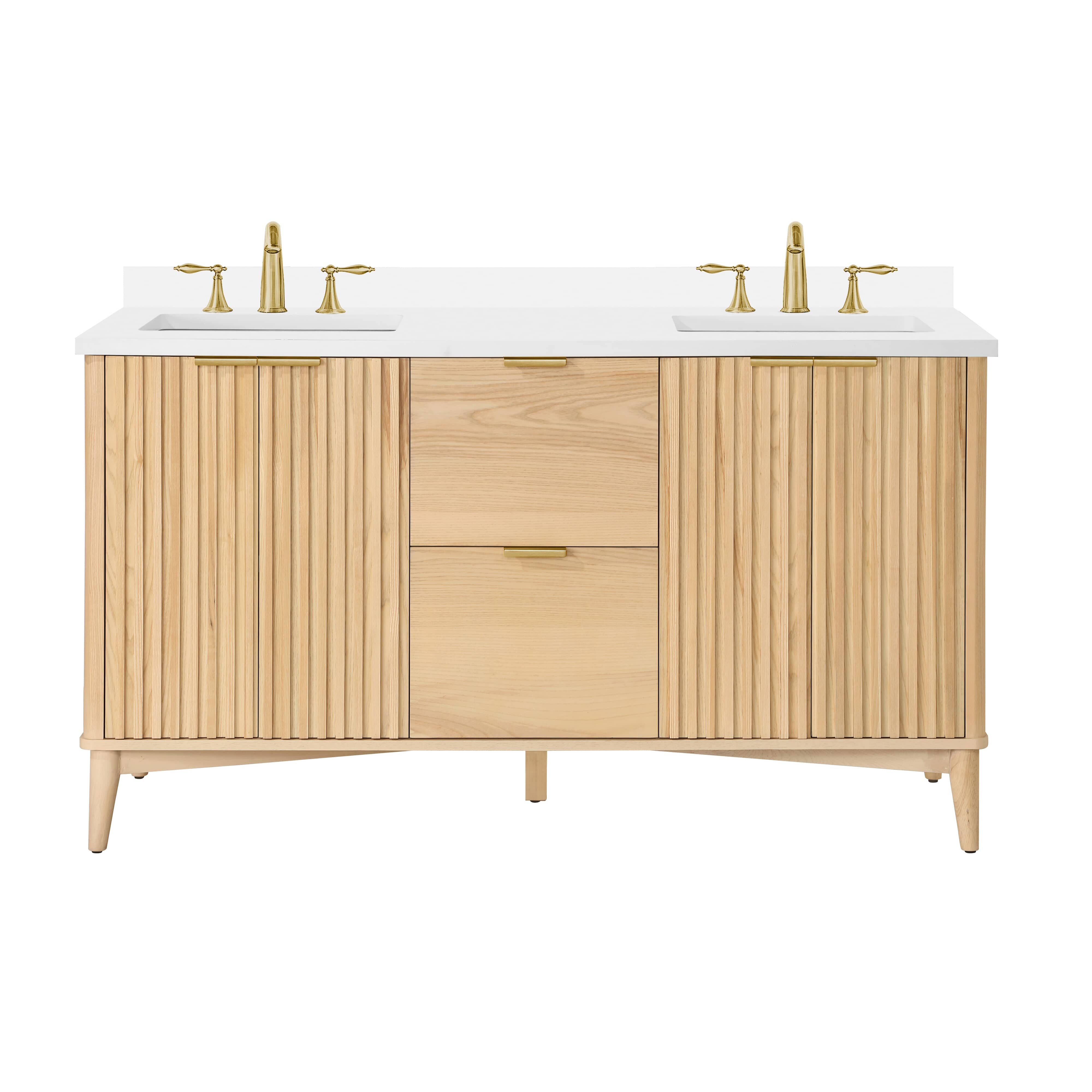 INSTYLE 60" W x 22" D Berkeley Double Vanity with Engineered Stone Top ...