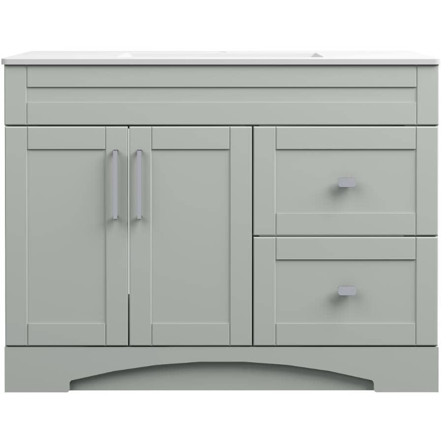 42" W x 21" D Tudor Vanity with Cultured Marble Top | Home Hardware