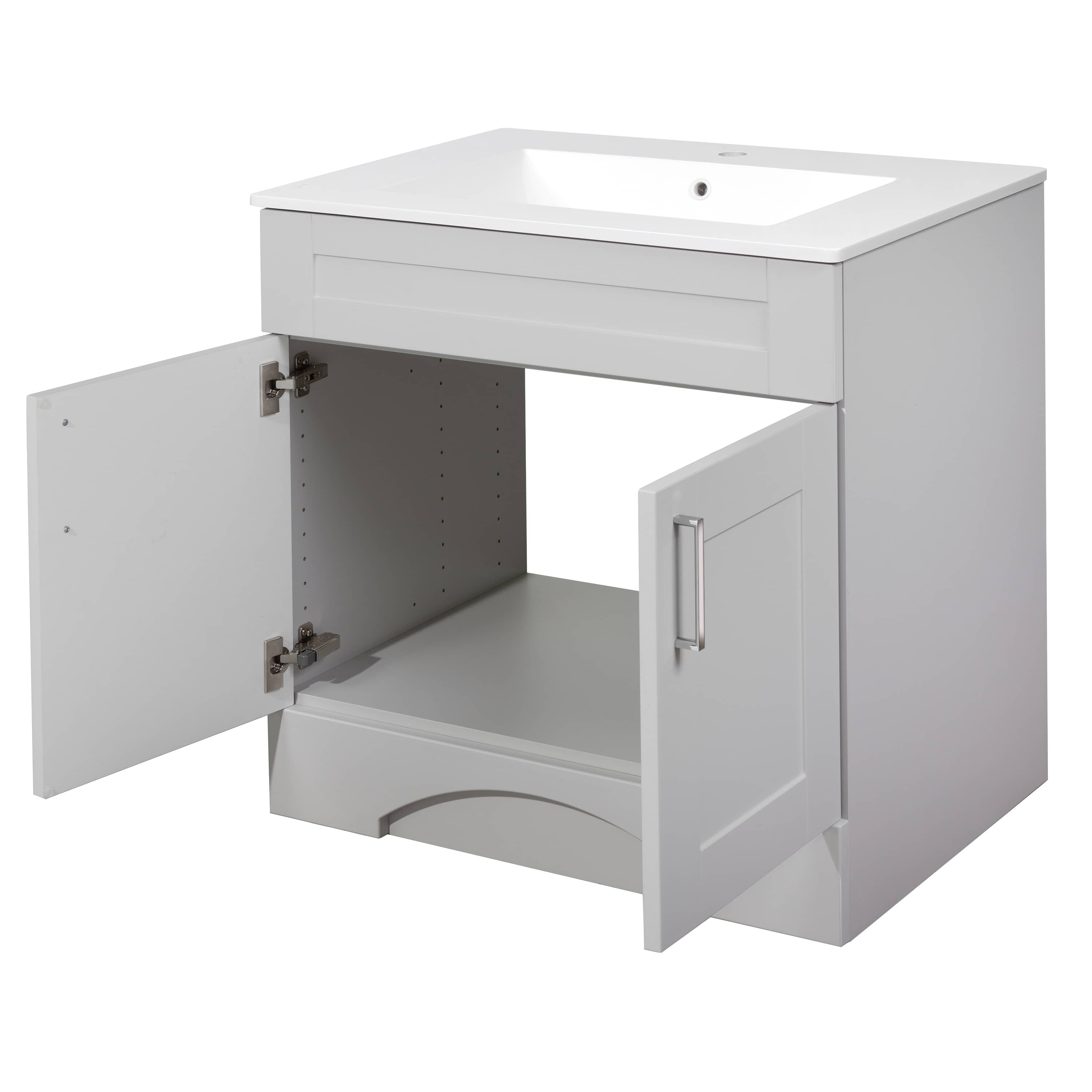 CABINET BASICS 30" W x 21" D Tudor Vanity with Cultured Marble Top ...