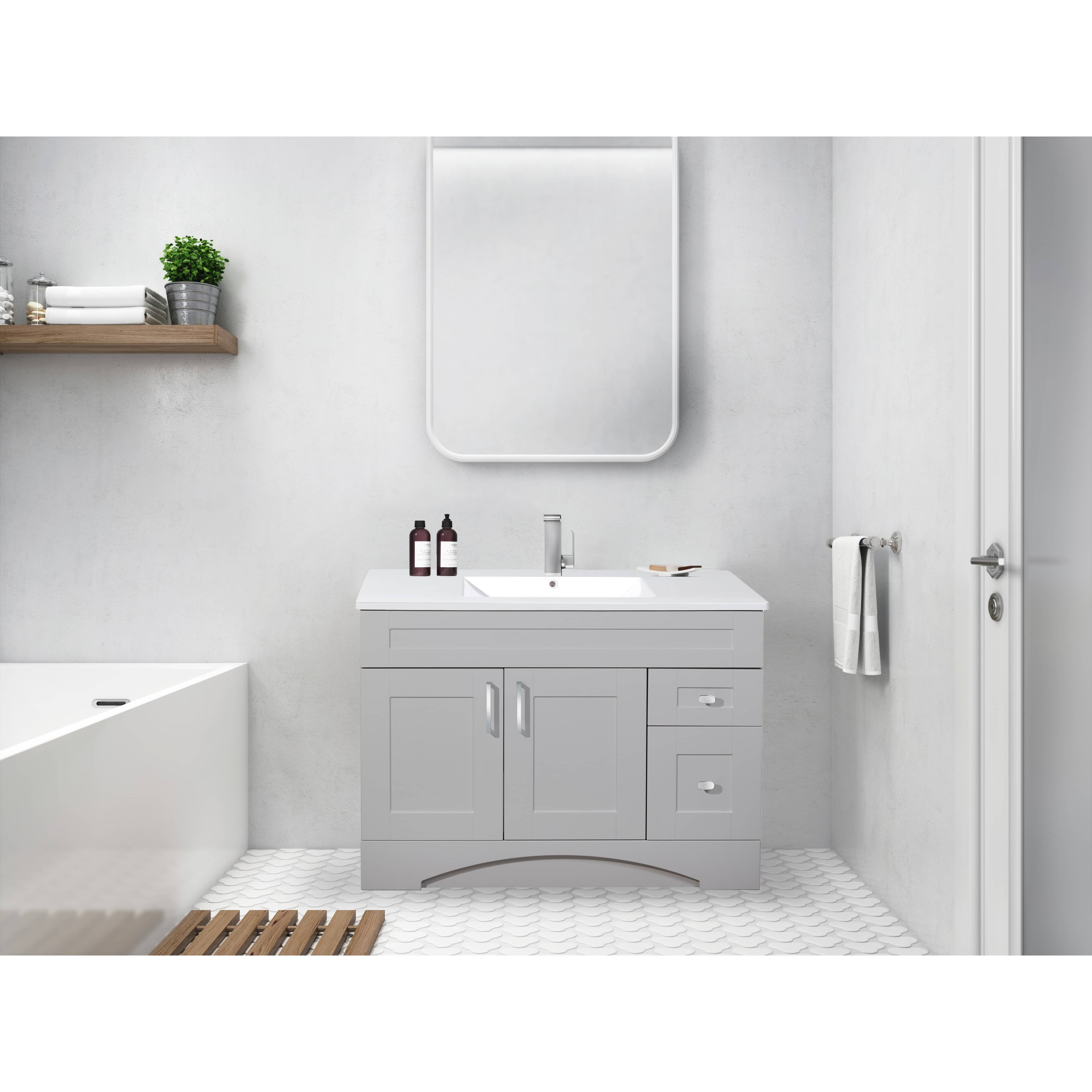 CABINET BASICS 42" W x 21" D Tudor Vanity with Cultured Marble Top ...