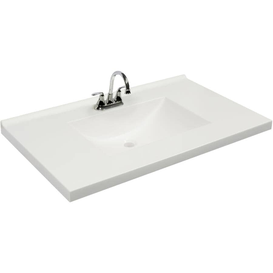 MATRIX DESIGNS 25" x 19" Cultured Marble Vanity Top with Rectangular ...