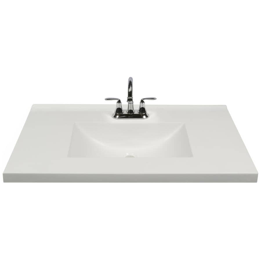 MATRIX DESIGNS 31" x 19" Cultured Marble Vanity Top with Rectangular ...