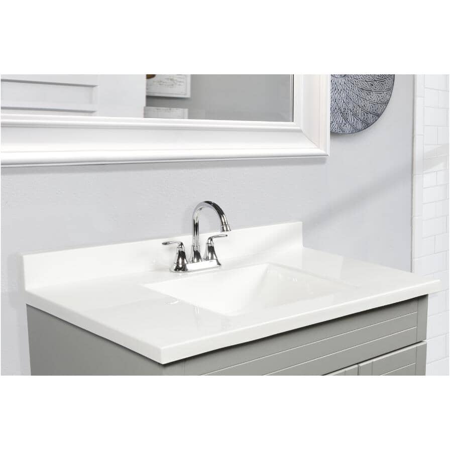 MATRIX DESIGNS 31" x 22" Cultured Marble Vanity Top with Rectangular ...