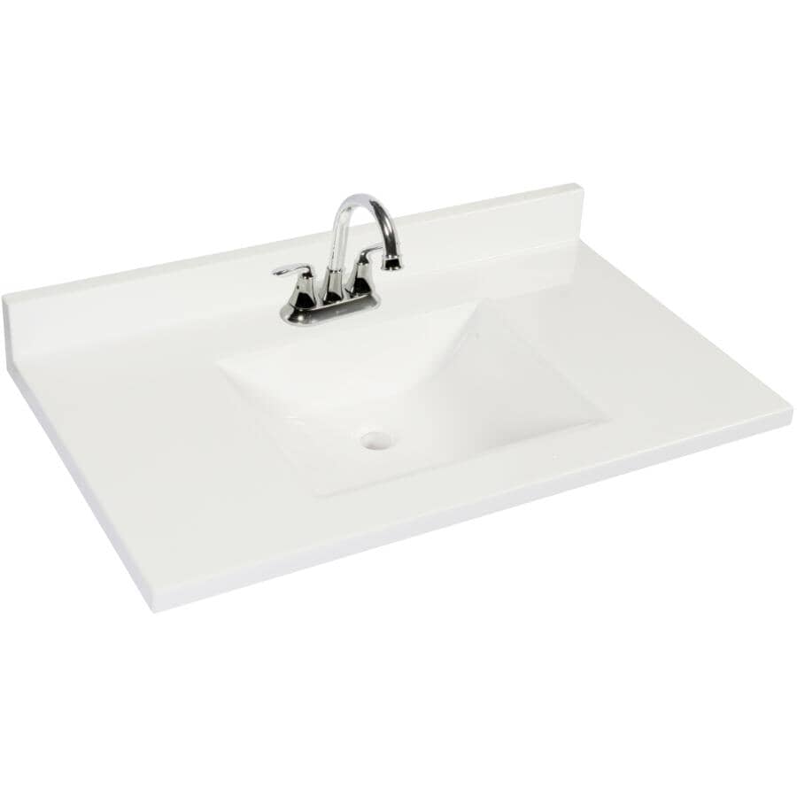 MATRIX DESIGNS 37" x 22" Cultured Marble Vanity Top with Rectangular ...