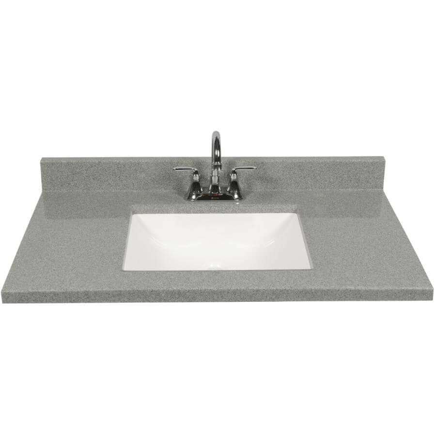 MATRIX DESIGNS 25" x 19" Cultured Granite Vanity Top with Rectangular ...