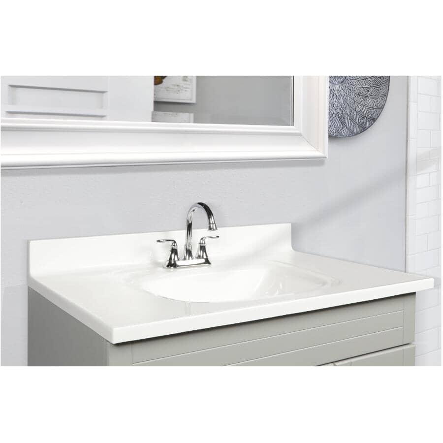 MATRIX DESIGNS 31" x 22" Cultured Marble Vanity Top with Rectangular ...