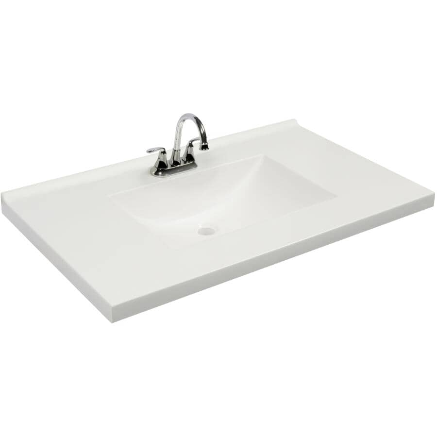 MATRIX DESIGNS 31" x 22" Cultured Marble Vanity Top with Rectangular ...