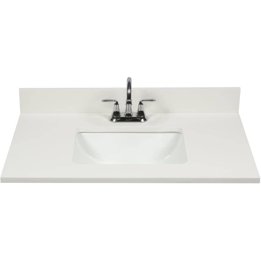 MATRIX DESIGNS 31" x 22" Quartz Vanity Top with Rectangular Ceramic ...