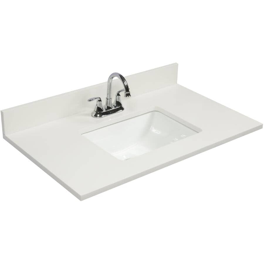 MATRIX DESIGNS 37" x 22" Quartz Vanity Top with Rectangular Ceramic ...